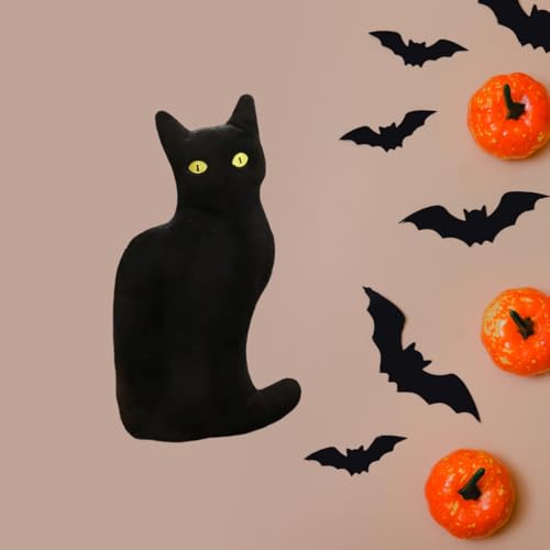 Zen Living Pro Black Plush Cuddle Cat Shaped Throw Pillow β Cute Fluffy Stuffed Long Animal Plushies, Life Size Spooky Cushion, Realistic Halloween Gothic Boho Decor Gift