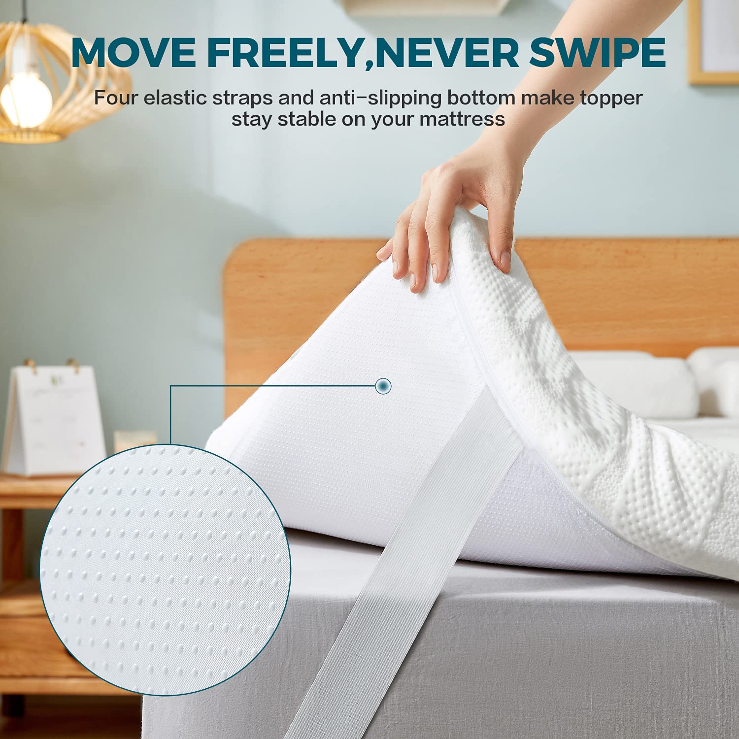 LINSY HOME 3 Inch Mattress Topper Twin Size, Memory Foam Mattress Pad with Removable Cover, CertiPUR-US Certified,