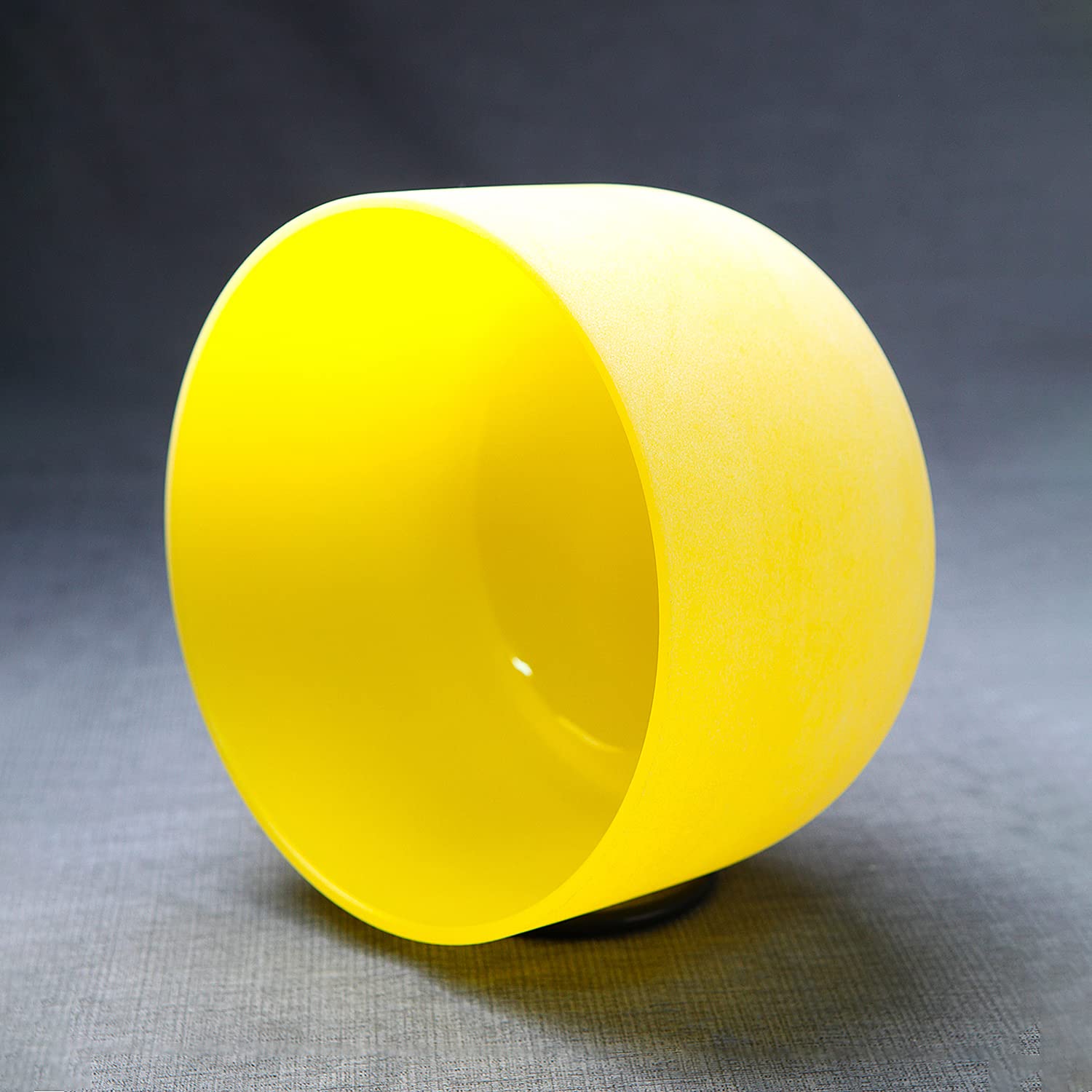 KVKA Frosted Yellow Color E Note Crystal Singing Bowl Solar Plexus Chakra 10 inch with Case with Suede Striker