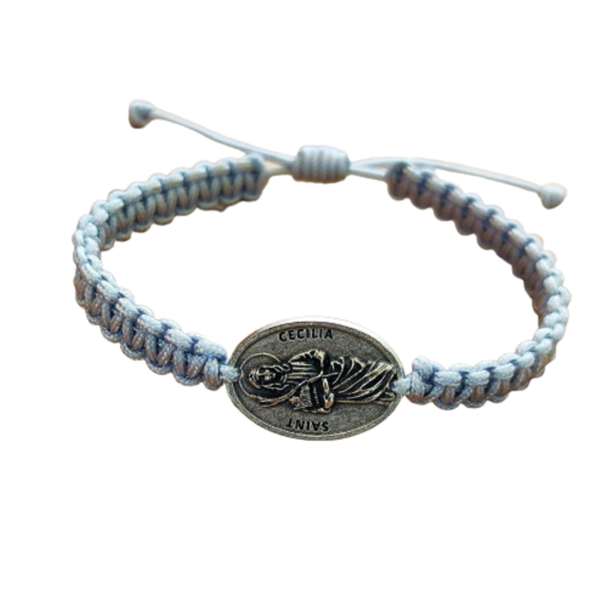 MedjugorjeStoneGifts St Cecilia Medal Bracelet/Patron Saint of Music/Gift for Musician/Adjustable Cord