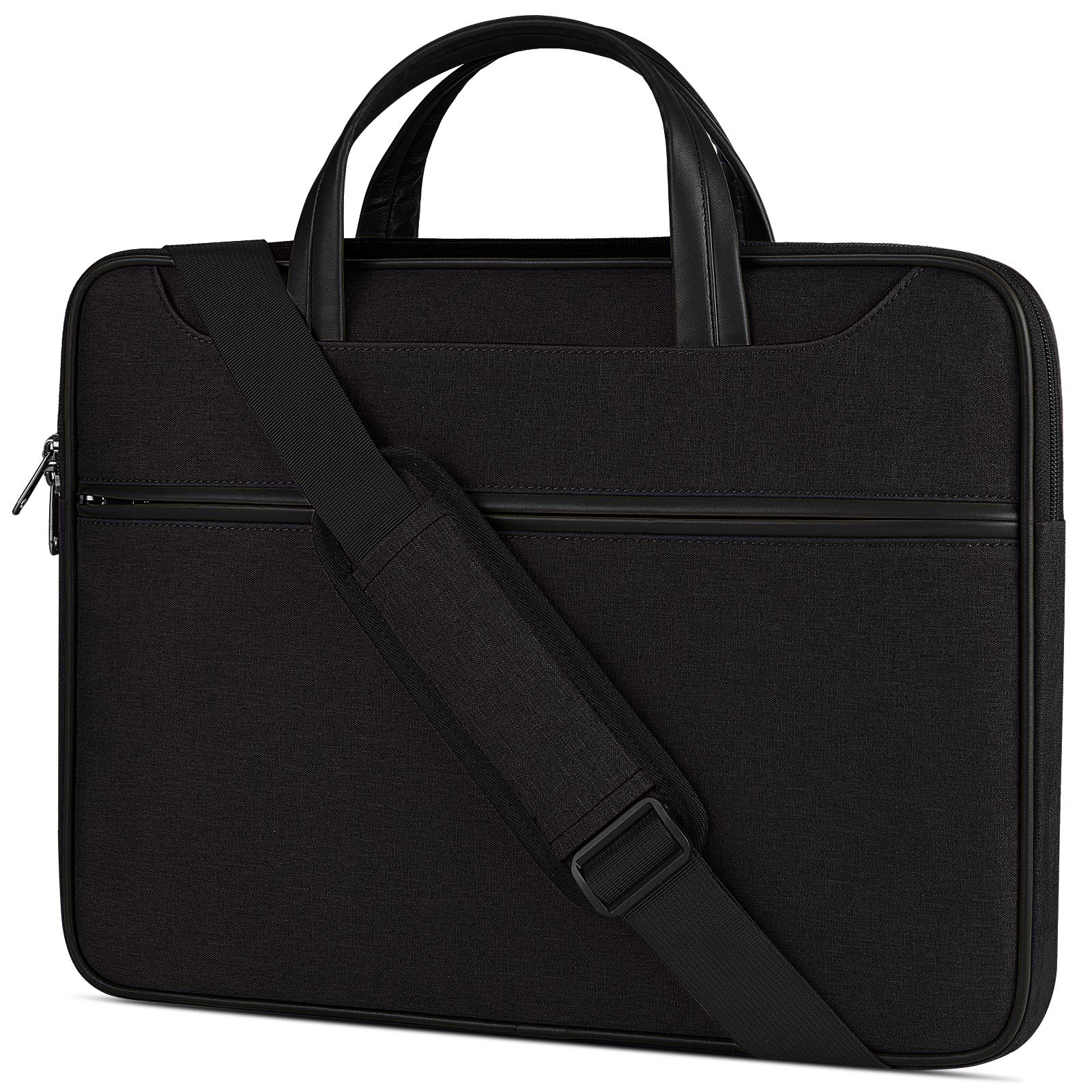 Laptop Case 15-15.6 inch Laptop Shoulder Bag Waterproof Computer Sleeve Carrying Business Bag for MacBook Air/Pro Notebook Portable Handle Laptop Messenger Bag Black