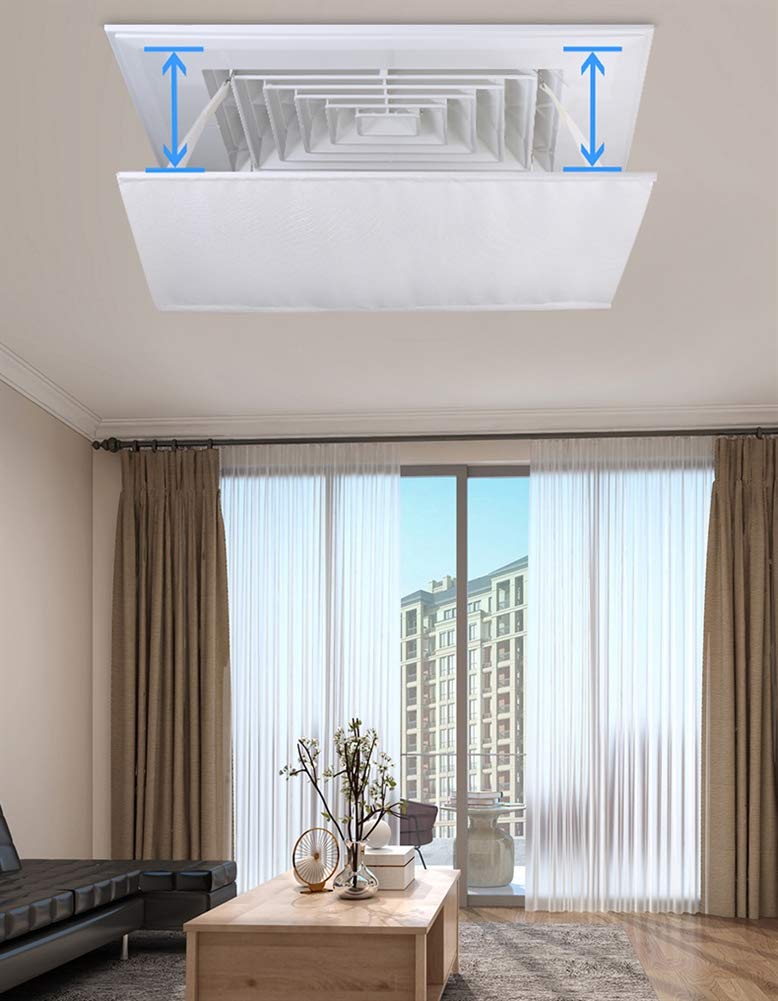 Liveinu Canvas Air Deflector Adjustable Reusable Heat and Air Deflector for Drop Ceiling Vents RV, Home HVAC, AC and Ceiling Registers Air Conditioner Deflector White 23"x23" Inch