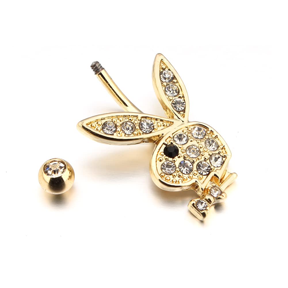 MGQGJY 5PCS Bunny Belly Button Ring Surgical Steel Navel Belly Button Ring Play boy Bunny Dangle Navel Ring For Women Girls
