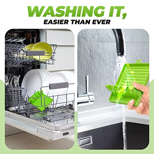 Look2Like Kitchen Spoon Rest - Cooking Utensil Rest for Countertop - Multifunction Heat Resistant Spatula Utensils Ladle Spoons Pot Lid Holder with Drip Pad - Stove Rack Resting Gadgets β Green