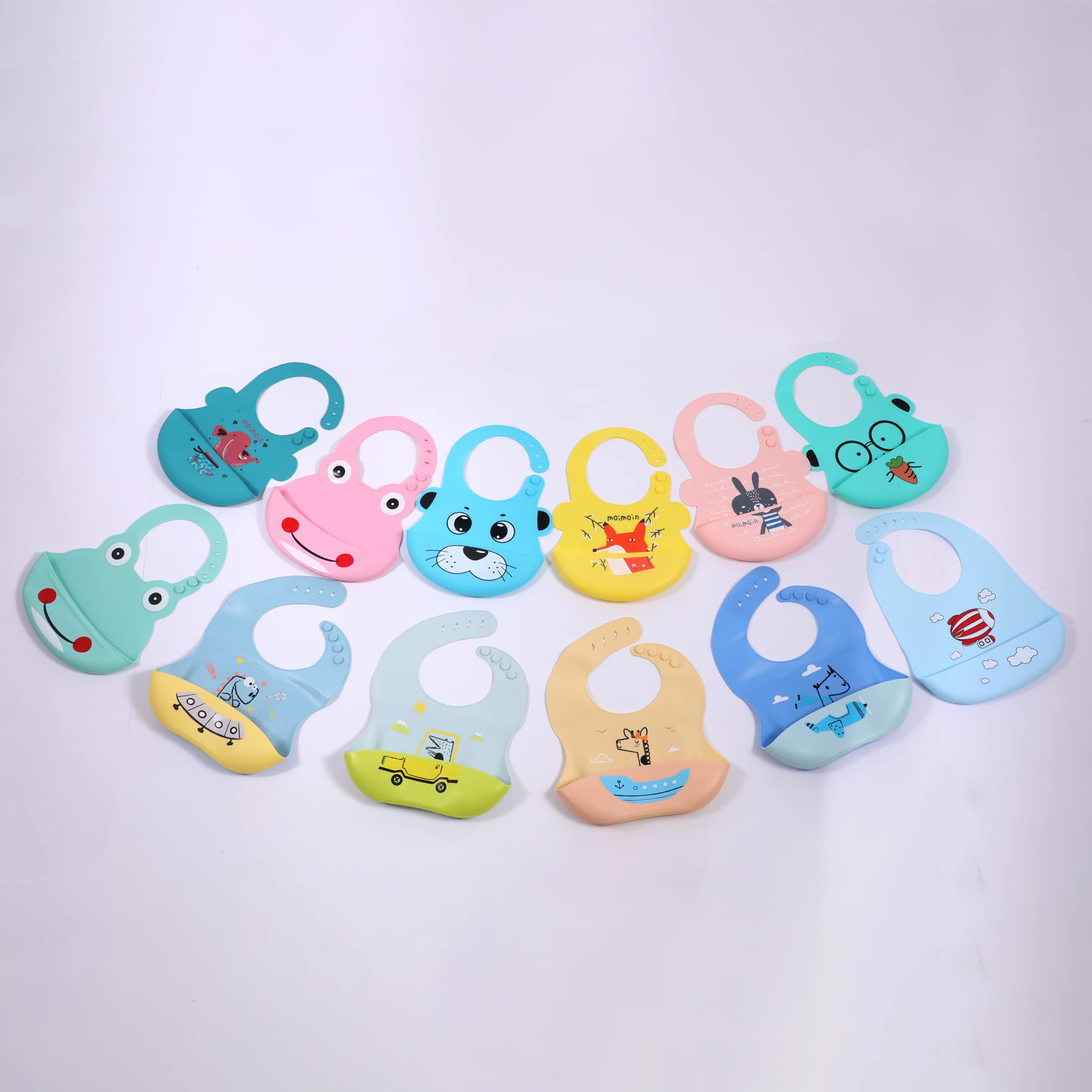 Silicone Baby Bibs Easily Wipe Clean ,Cartoon baby bibs for Child,Comfortable Soft Waterproof Bib Keeps Stains Off (two pack)