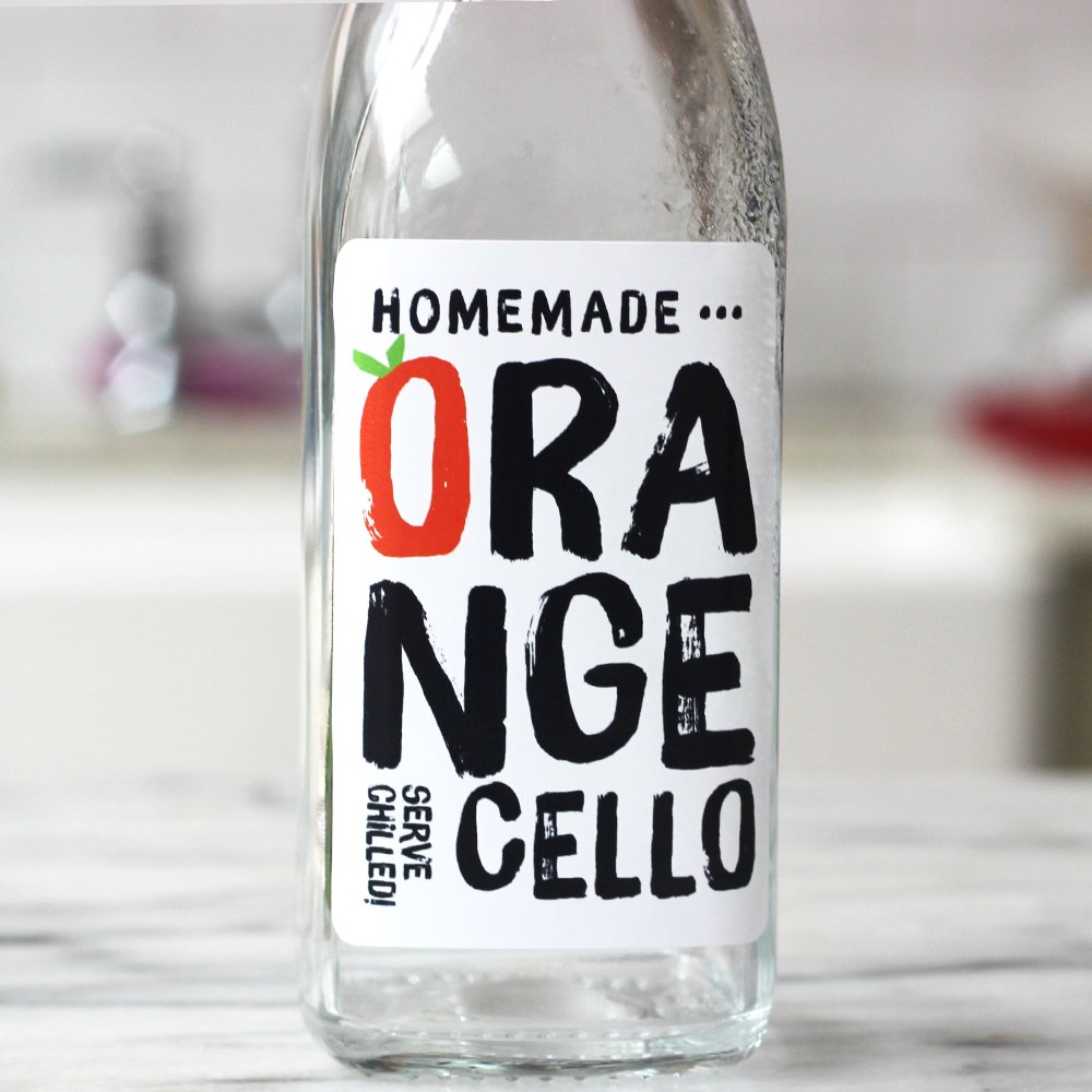 Orangecello Labels - Retro Design. 3" x 2" - 12 / Package