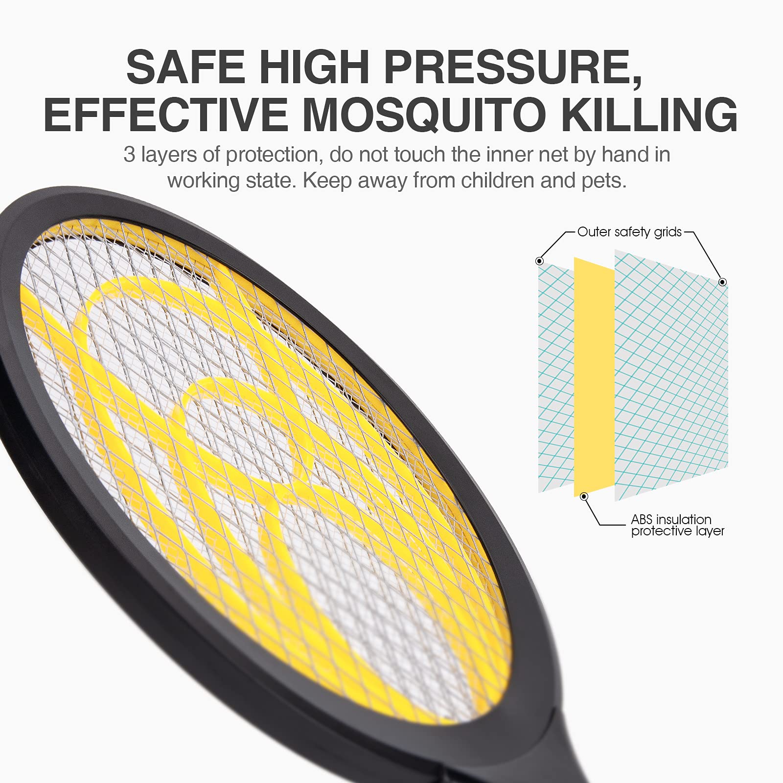 mafiti Electric Fly Swatter Fly Killer Mosquito Zapper Bug Zapper Racket for Indoor Outdoor 2AA Batteries not Included