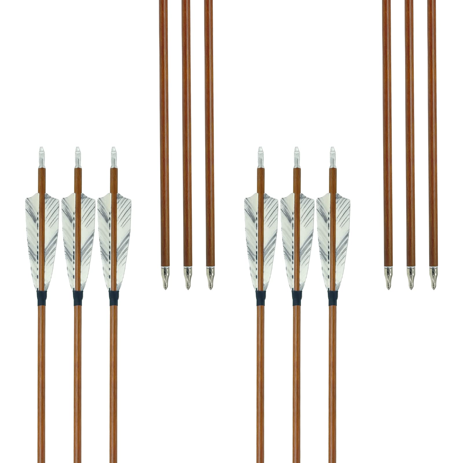 LPLKON 31" Carbon Arrows 12 Pack Hunting Target Practice Archery arrow with Camo Turkey Feathers for Compound Recurve Bow Longbow (white feather)