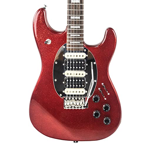 Sawtooth 6 String ES Hybrid Electric Guitar with Wilkinson Tremolo, Blood Red Sparkle w Pro Series Gig Bag, Right (ST BRS)