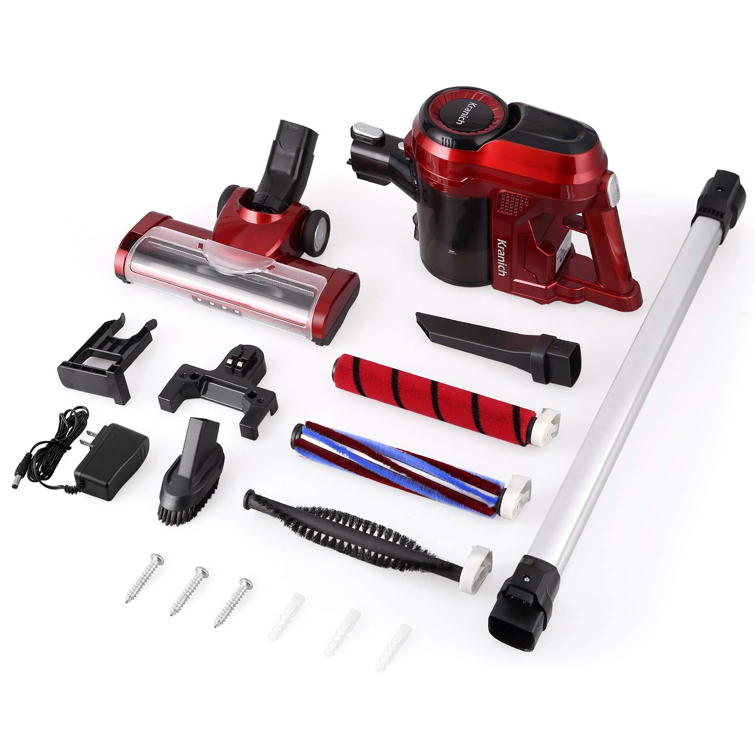 Kranich Lightweight Cordless Vacuum Cleaner, High Efficiency Powerful Digital Motor LED Headlights, Convenient Stick and Handheld Vac