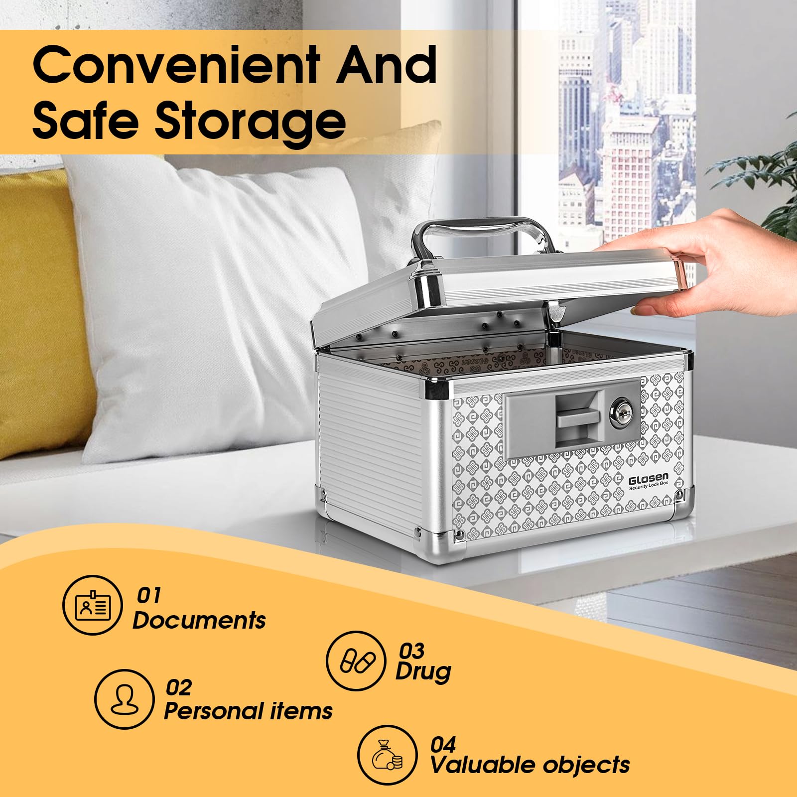 Medicine Lock Box,Storage Lock Box Lockable Dorm Storage Trunk with Key Lock - Briefcase, 【Extra Small】9.84 * 6.18 * 6.18 Medicine Lock Box, Lock Boxes for Personal Items