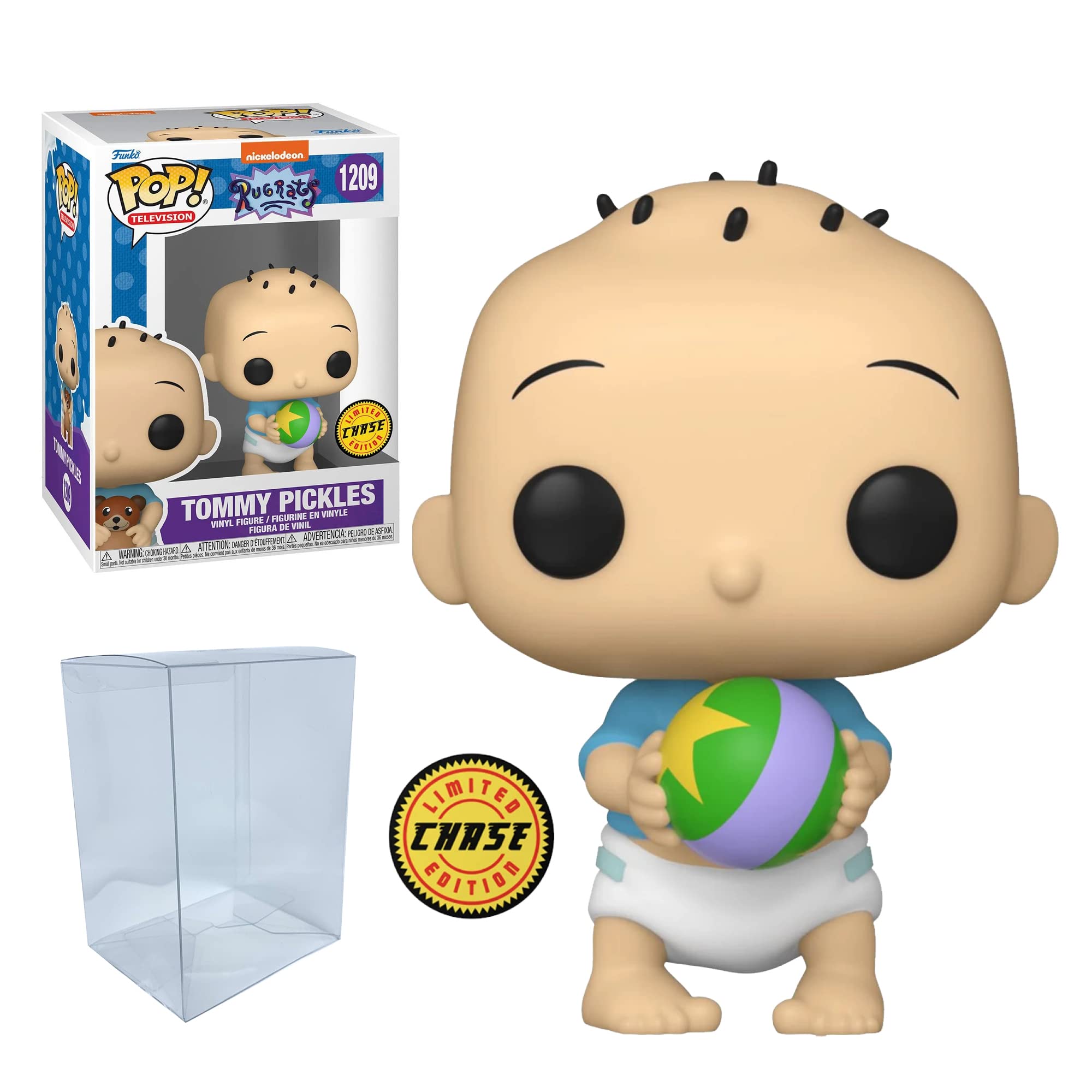 Rugrats: Tommy Pickles Chase Funko Pop with Protector Bundle - Includes TV: Rugrats: Tommy Pickles Chase #1209 Vinyl Figure with Blue Salamander Emporium Plastic Protector Case