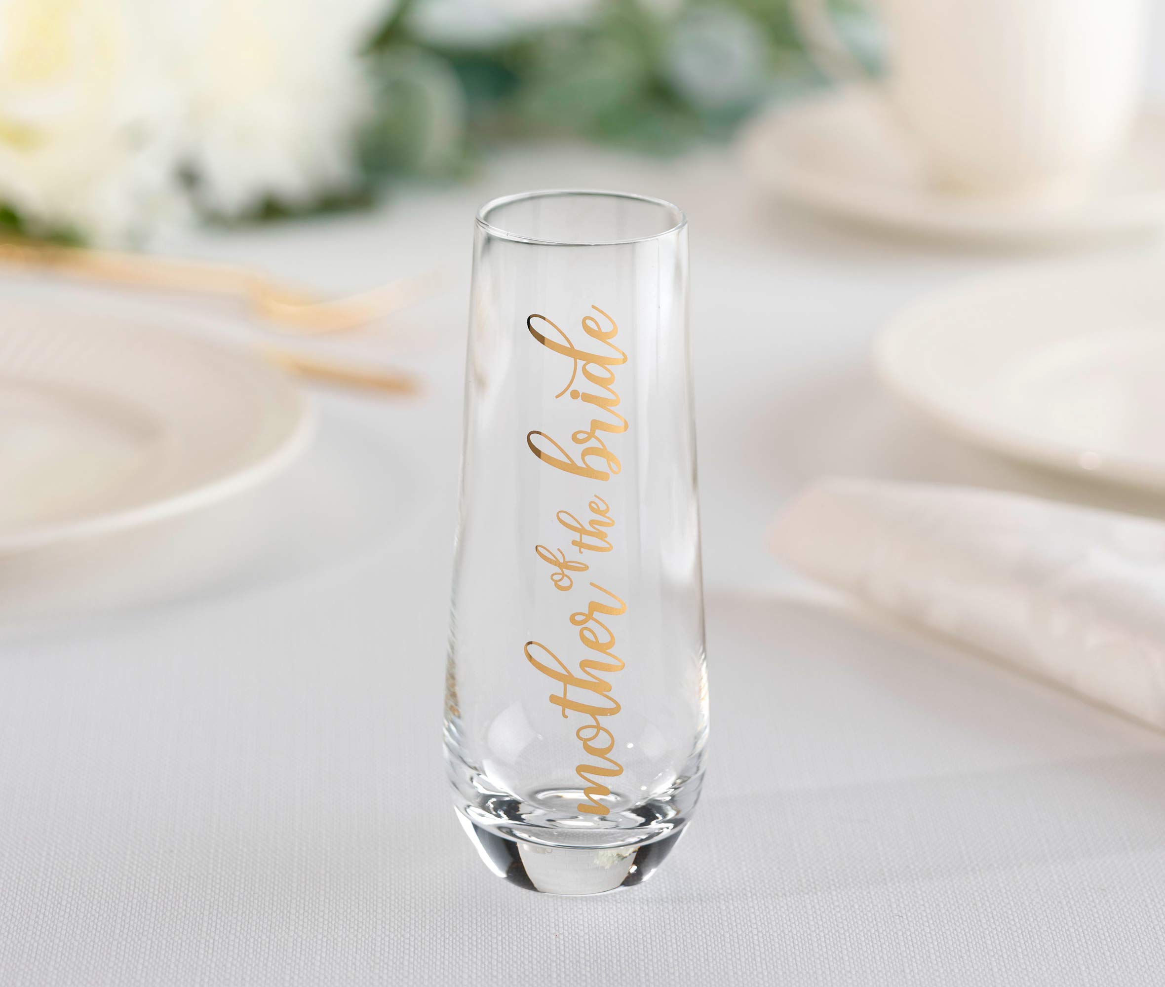 Lillian Rose Mother of Bride Stemless Champagne Wedding Toasting Glass, 1 Count (Pack of 1), Gold