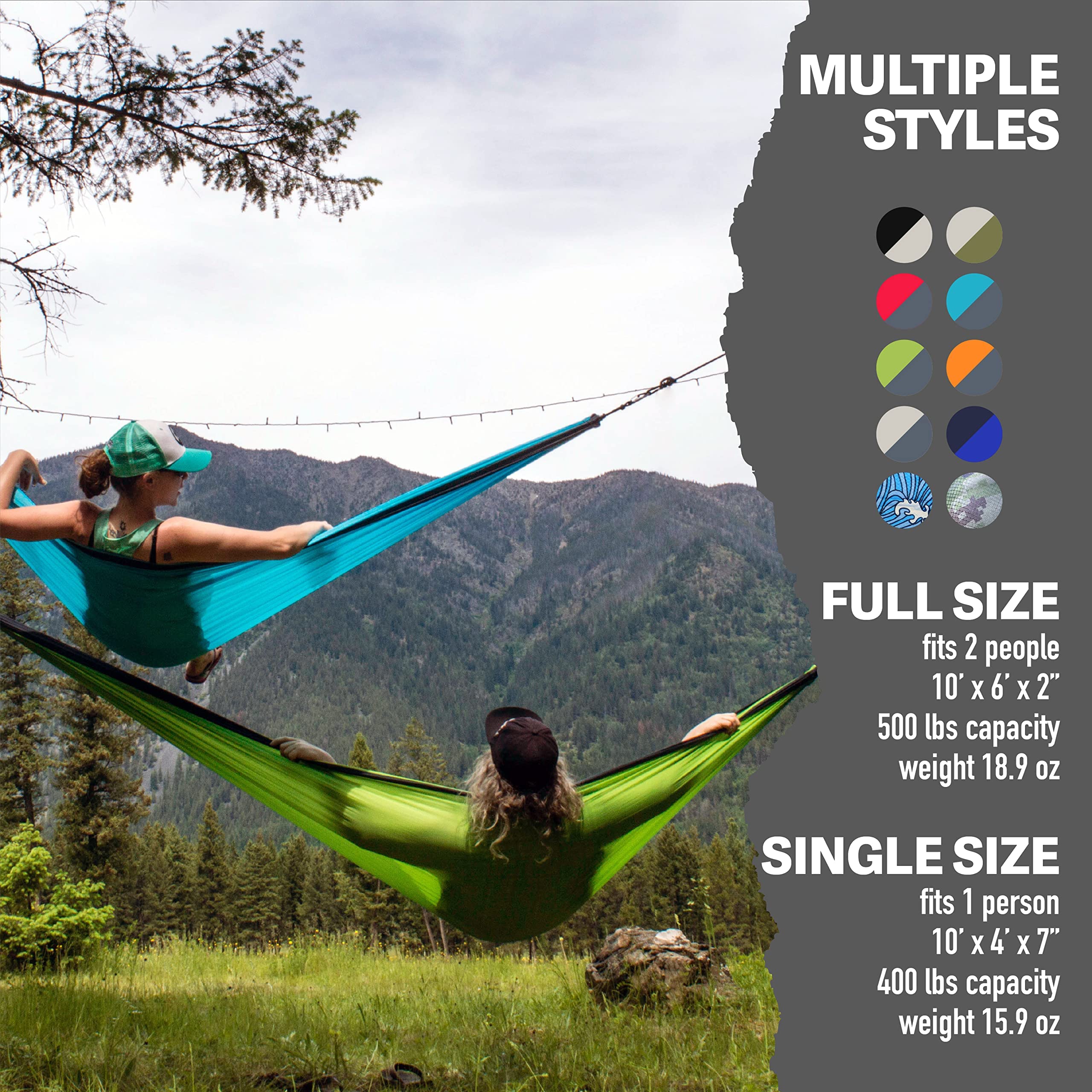 RALLT Camping Hammock with Carabiners - Includes Ripstop Parachute Nylon Hammock, & 2 Wire Gate Carabiners - Outdoor Gear - (Camo)