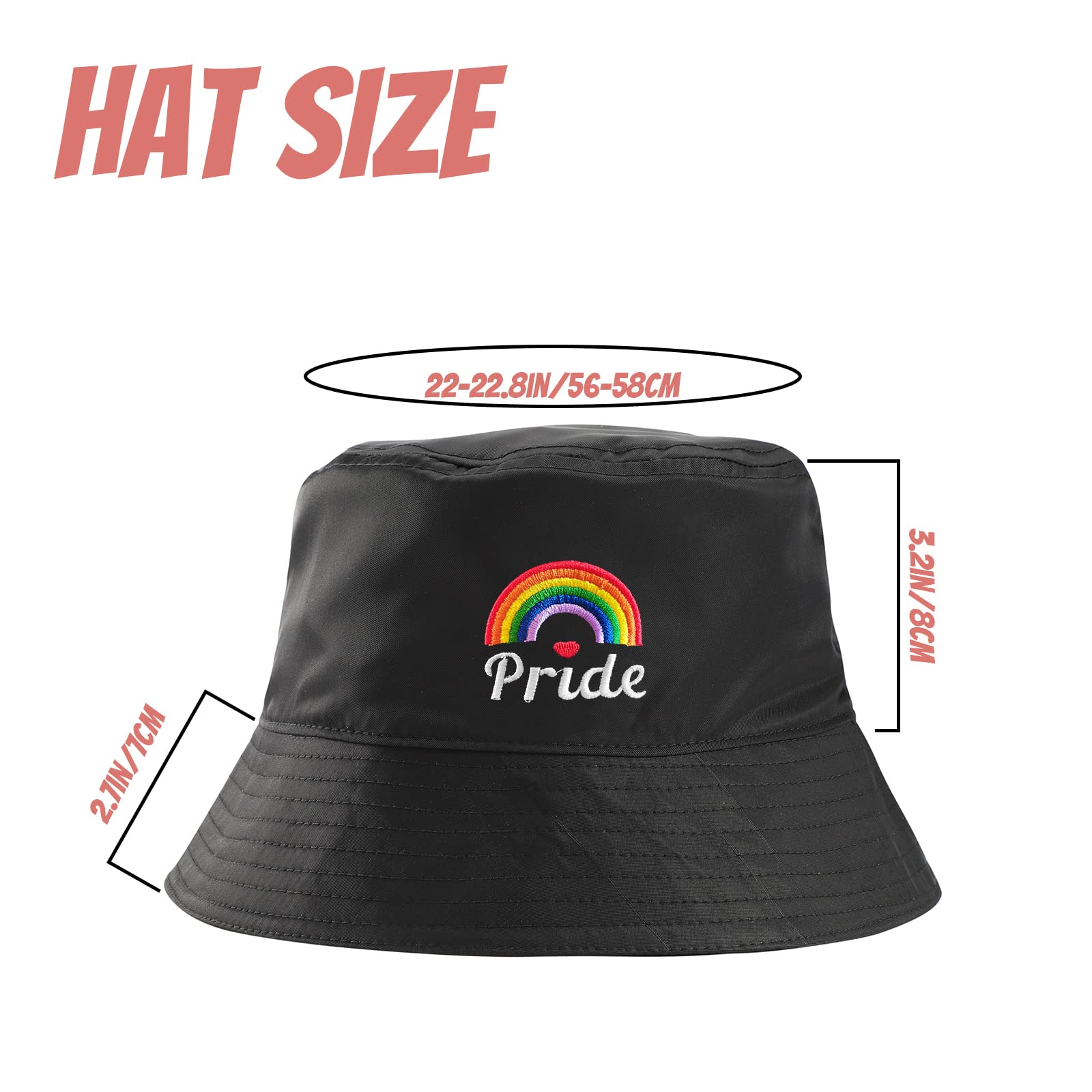 Pride Bucket Hat Rainbow LGBT Bucket Hat for Men Women Reversible Packable Gay Pride Hat for Pride Month