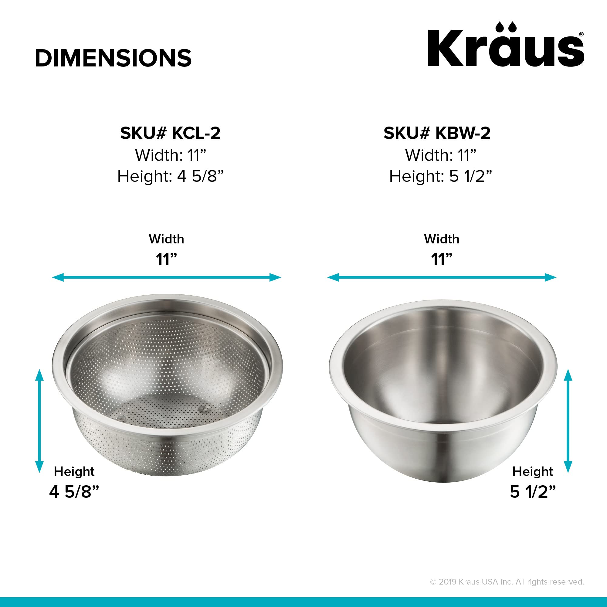 Kraus KSC-1003BB Kore Bamboo Serving Bowl Workstation Sink, 3 Round