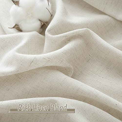 RYB HOME Semi Sheer Curtains 84 inches Long 2 Panels Set, Soft Linen Blend Sheer Privacy Curtains Soften Sunlight Drapes for Farmhouse Living Room Bedroom Patio Dining, W 52 x L 84 inch, Linen