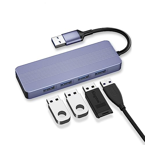USB 3.0 Hub 4-Port, Ultra-Slim Data USB Hub Splitter USB Expander for MacBook, Mac Pro, Mac Mini, iMac, Surface Pro, XPS, PC, Laotop to Extend Flash Drive, HDD, Console, Printer, Camera,Keyborad etc