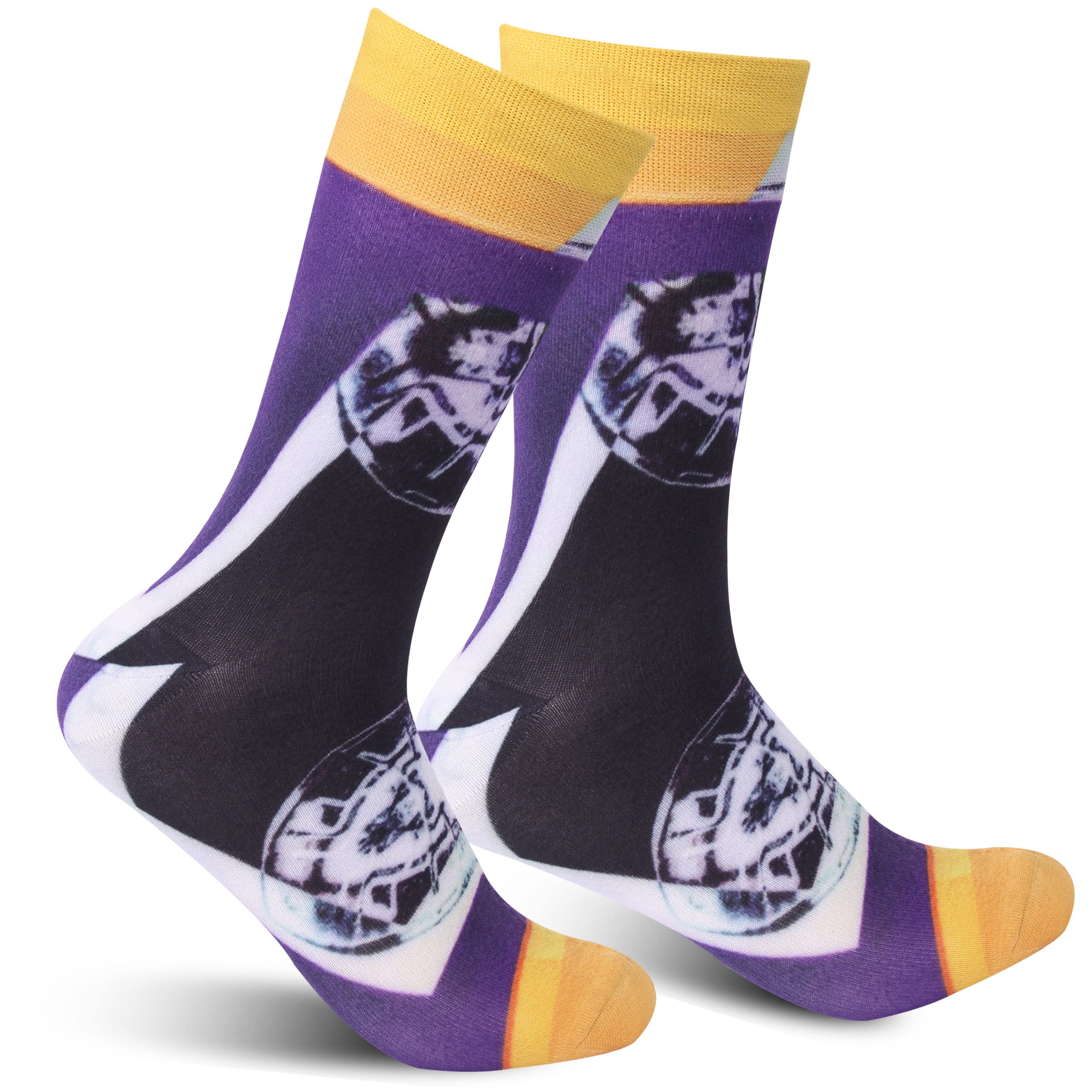 RANDY SUN Ultra Thin Waterproof Running Socks, Youth Women Water Resistant Breathable Mid-Calf Windproof Breathable Moisture Wicking Camping Socks 1 Pair Purple&Yellow