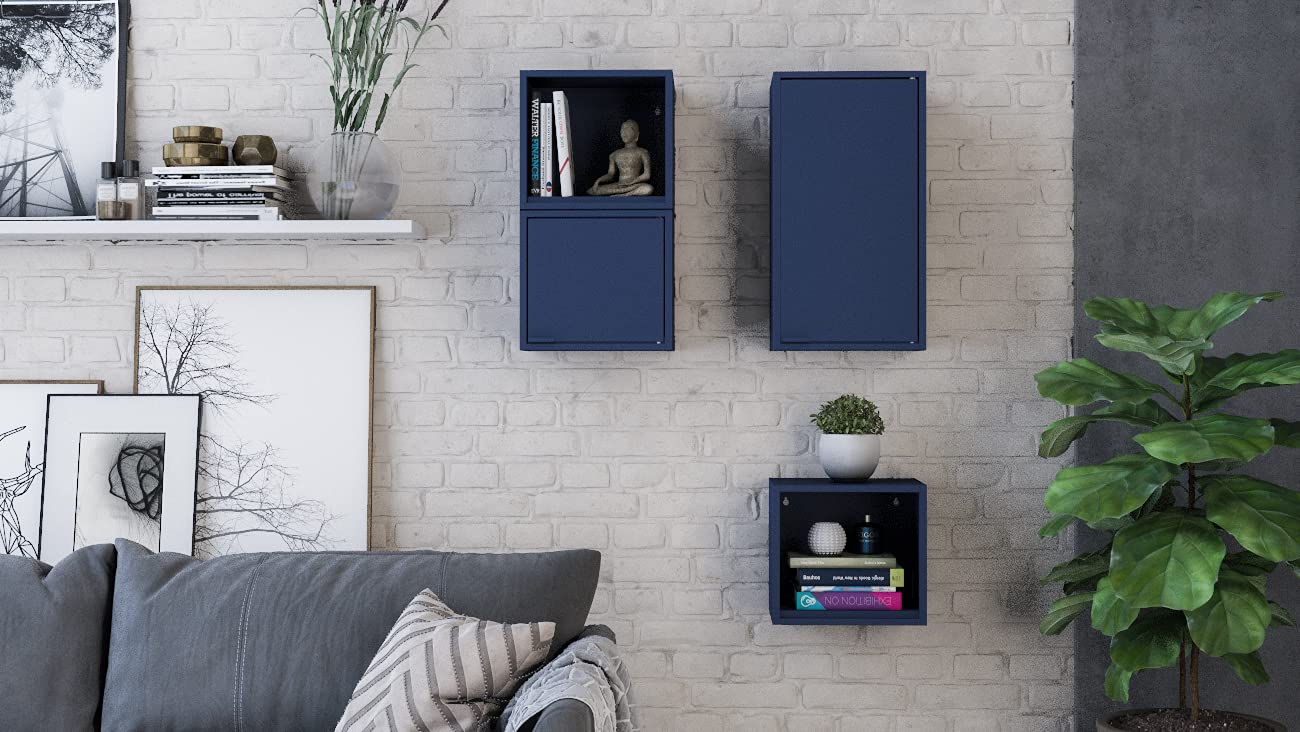 itbe Easy Fit Ready-to-Assemble Multipurpose One Door Wall Steel Cabinet Space Organizer (Blue)