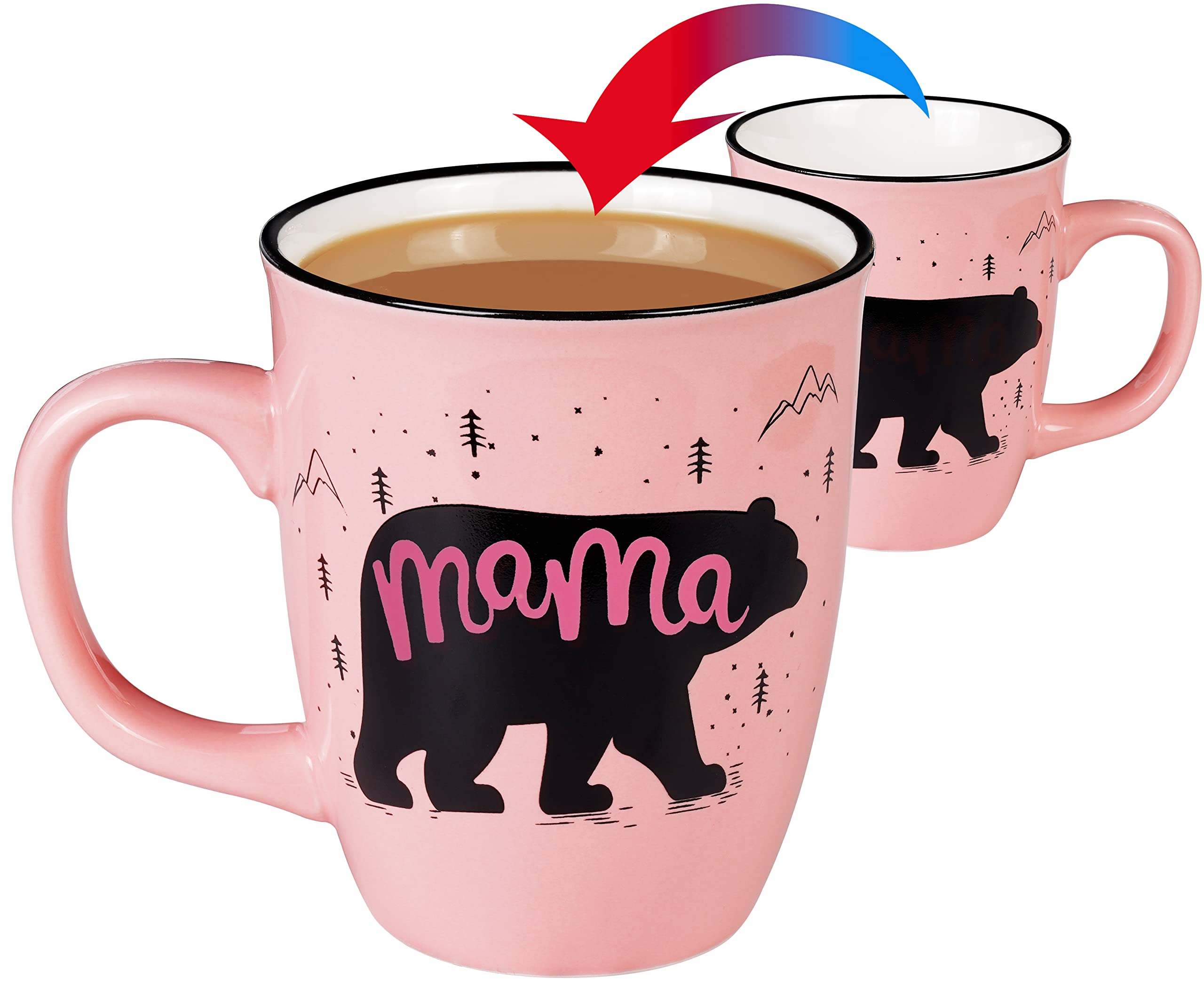 Mom Gifts for Women-Color Changing Mug,Mama Bear Mug-Funny Birthday Gifts for Mom,New Mom Gifts for Women,Mother,Wife,Pregnant Mom,Bonus Mom-Christmas Gifts Ideas for Mom-16oz Pink Mom Coffee Mug Cup