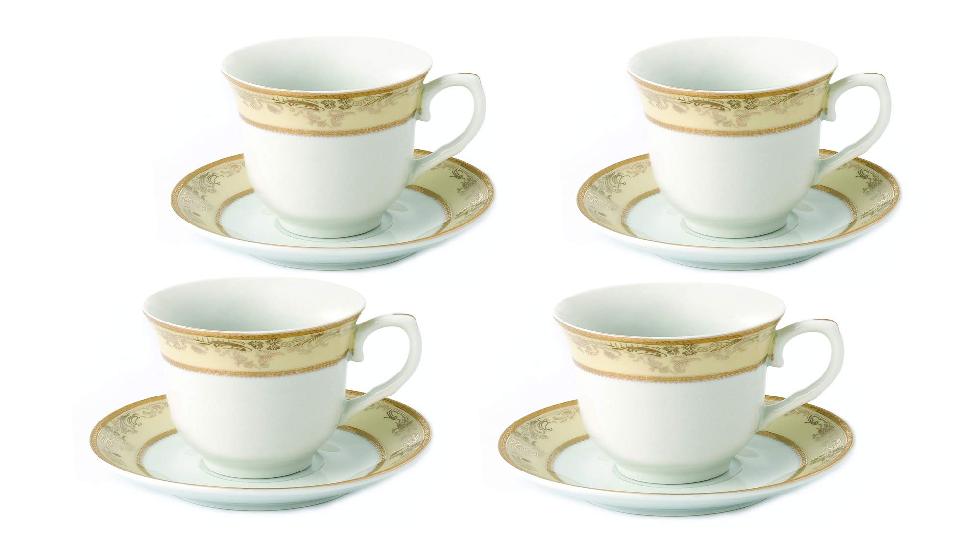 Lorren Home Trends Chloe-4 Cups and Saucers, One Size, Gold