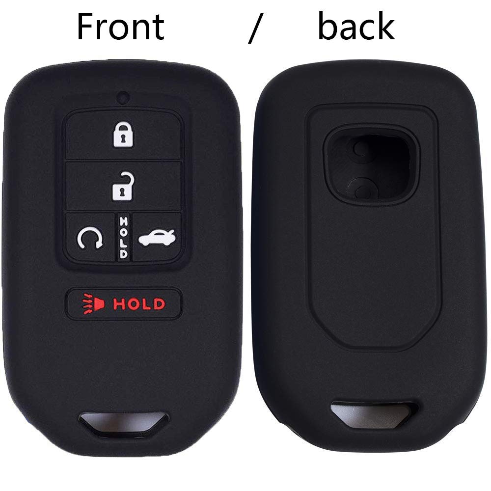 KUSTSOFT Key Fob Cover KOSMIQ Silicone Smart Car Key Case Protector for 2020 2019 2018 2017 2016 2015 Honda Accord Civic CR-V CRV Pilot EX-L(Black)