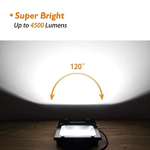 LEPOWER LED Flood Light Outdoor, Super Bright Work Light Plug in, Halogen Bulb Equivalent, 6000K, IP66 Waterproof, Outdoor LED Lights Fixture for Backyard, Garden, Garage, Playground