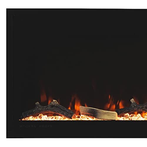 Modern Ember Aerus 60 Inch Smart Linear Electric Fireplace - Recessed in-Wall and Wall-Mount, Multiple Flame Colors, Compatible with Alexa and Google Assistant
