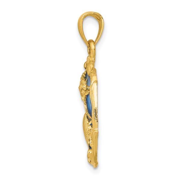 IceCarats 14K Yellow Gold Blue Shell Necklace Charm Pendant Acrylic Only