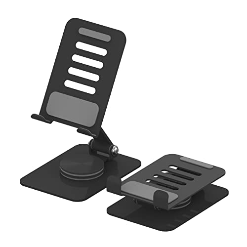 Vekesen Adjustable Foldable Cell Phone Stand 360° Rotating Cellphone Stand Holder iPhone Stand Compatible with All iPhone iPad Tablet 4-10'' Office Desk Accessories (Black)