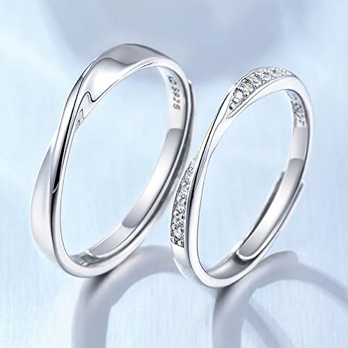 MIFYNN Statement Ring for Couples Bamboo Ring for Women Men Adjustable Wedding Trendy Gold Plated Rings Jewelry Gift (Mobius-silver)