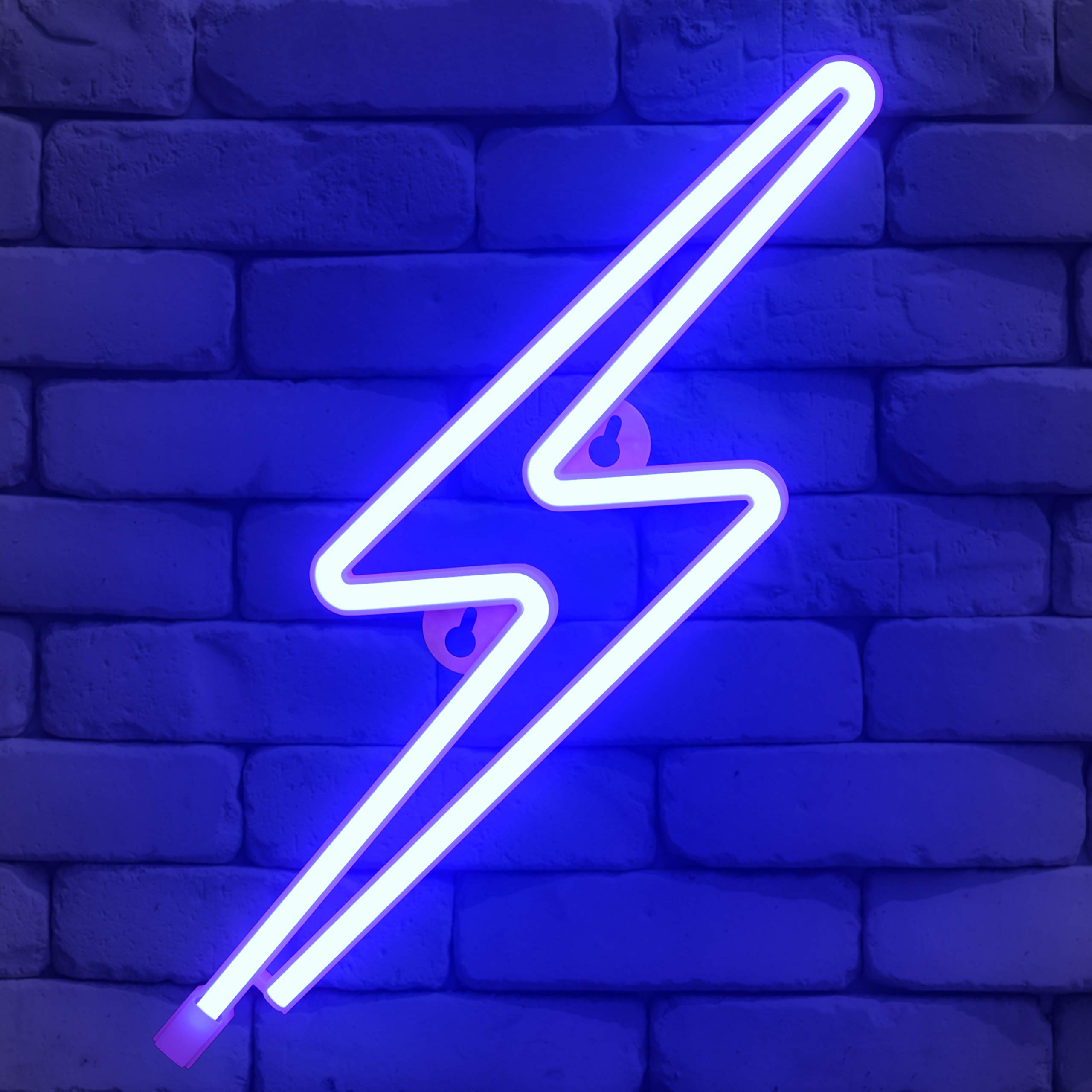 LED Neon Sign Lightning Bolt Light 2.0 Upgrade Neon Lights - Cute, USB Plug Adapter, Long Cable, Neon Lightning Led Light Bolt Sign for Wall Decor for Bedroom, Kids Room, Living Room Gadgets for Room
