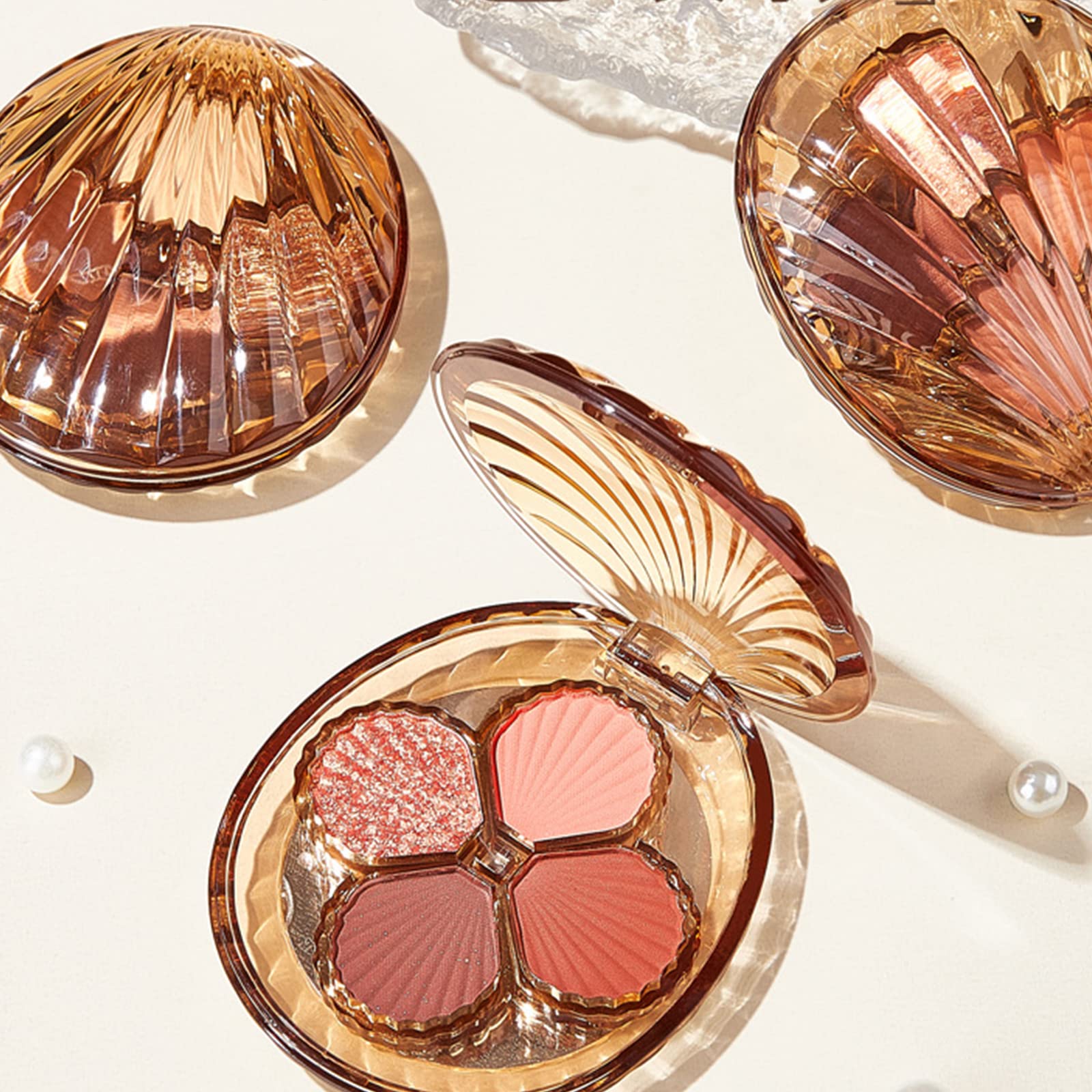 MeiPlumLai Shell Eyeshadow Palette,4 Colors Matte Shimmer Palette, Cute Shell Shape Long-lasting Eye Glitter Eye Shadow Make Up, Naturing-Looking, Ultra-Blendable Professional Makeup