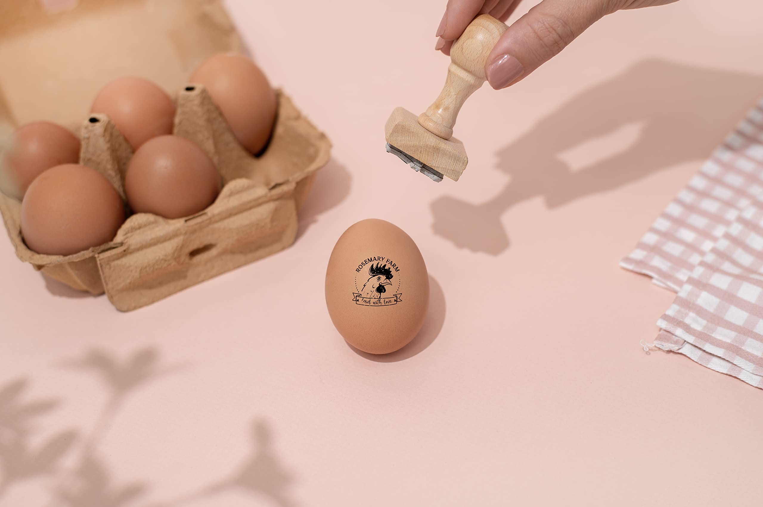 Stamp by Me | Egg Stamp | Chicken Egg Wooden Stamps | Personalized Rubber Stamper for Fresh Eggs | Custom Stamping | Egg Labels | Farm Stamp | Self Inking | Black Ink | Unique Designs| Mini Logo Stamp
