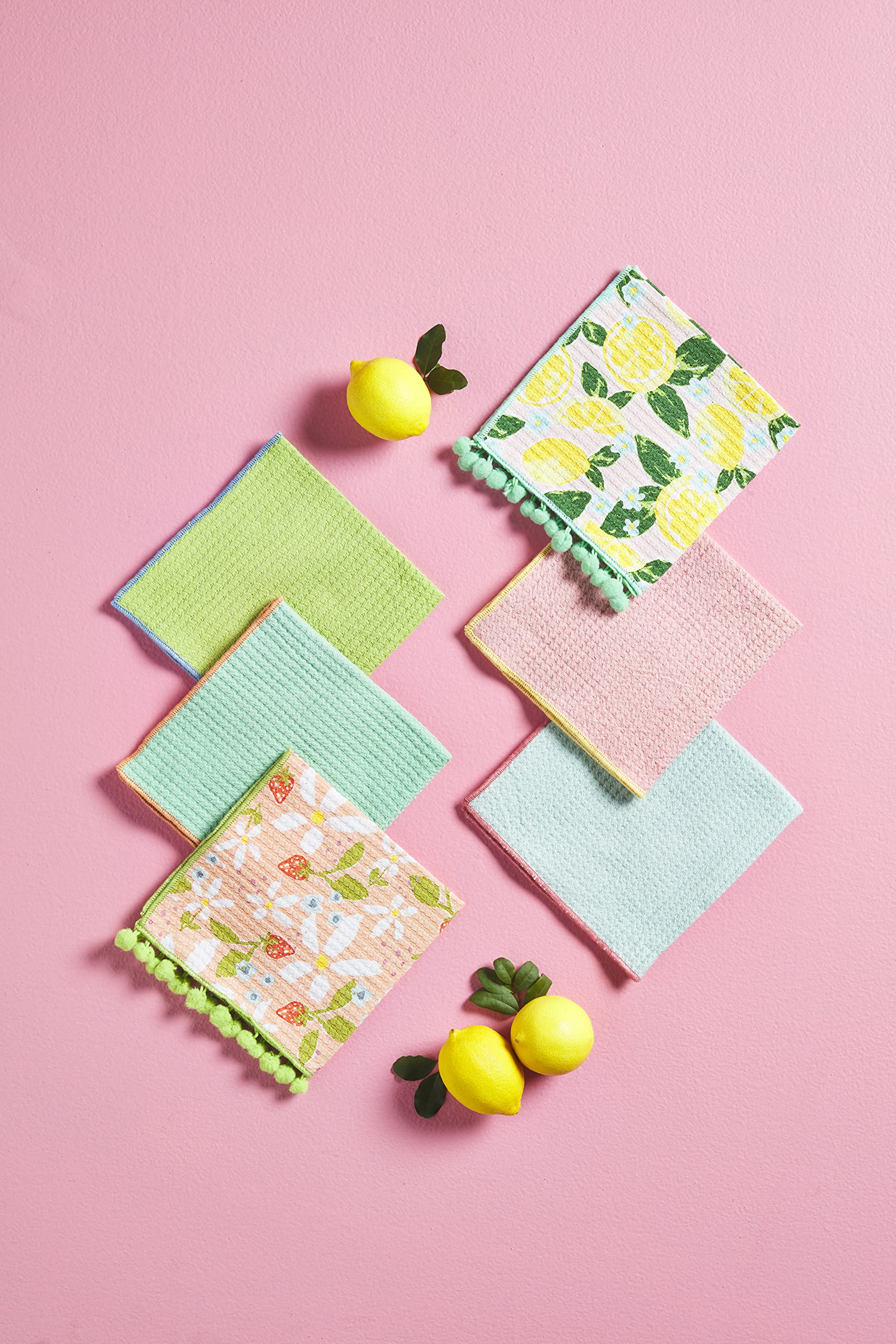 Mud Pie Strawberry Floral Towel Set, 12" x 12"