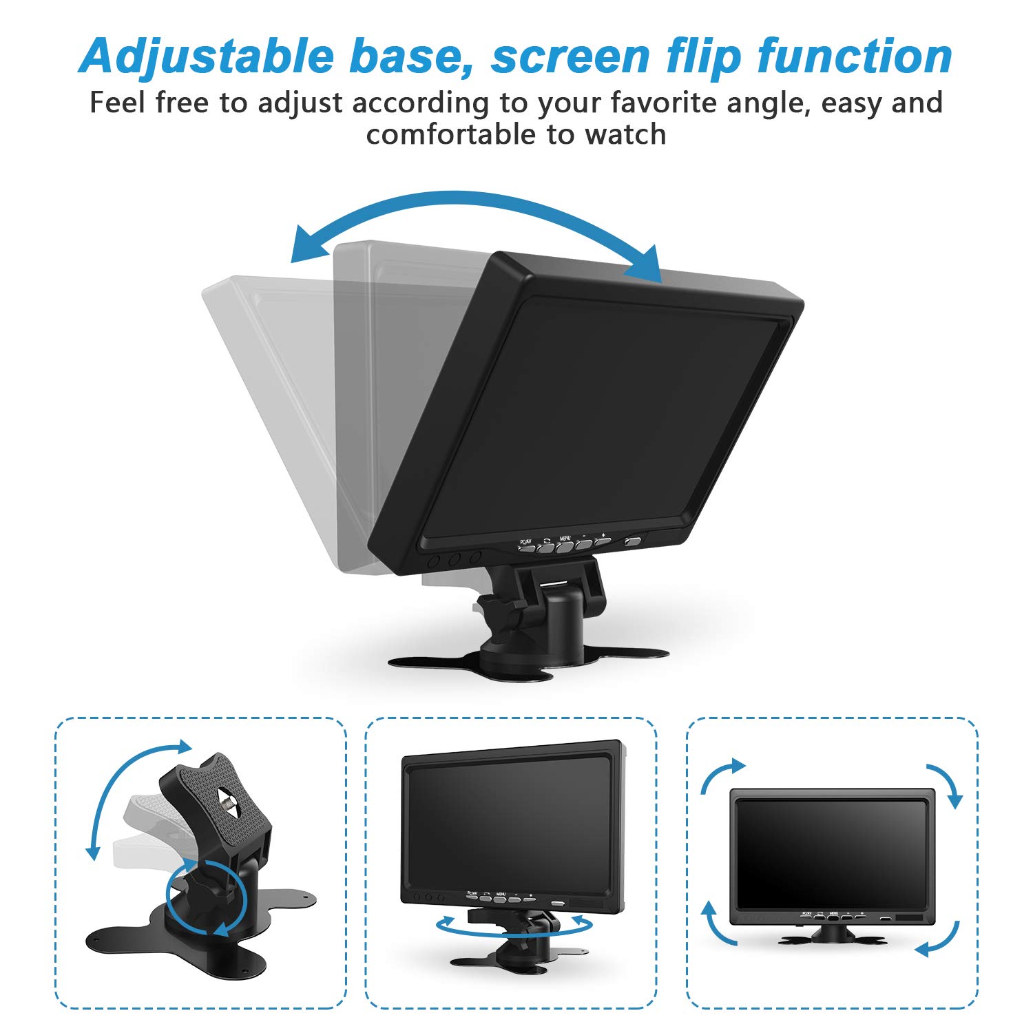 kuman 7 Inch Monitor HD Display 1024x600 IPS Screen for Raspberry Pi 4 B 3 2B B 1 B+ A+ with HDMI VGA Input, Built in Speaker for DVD VCR Car Remote SC7J, Black (SC7J-US)