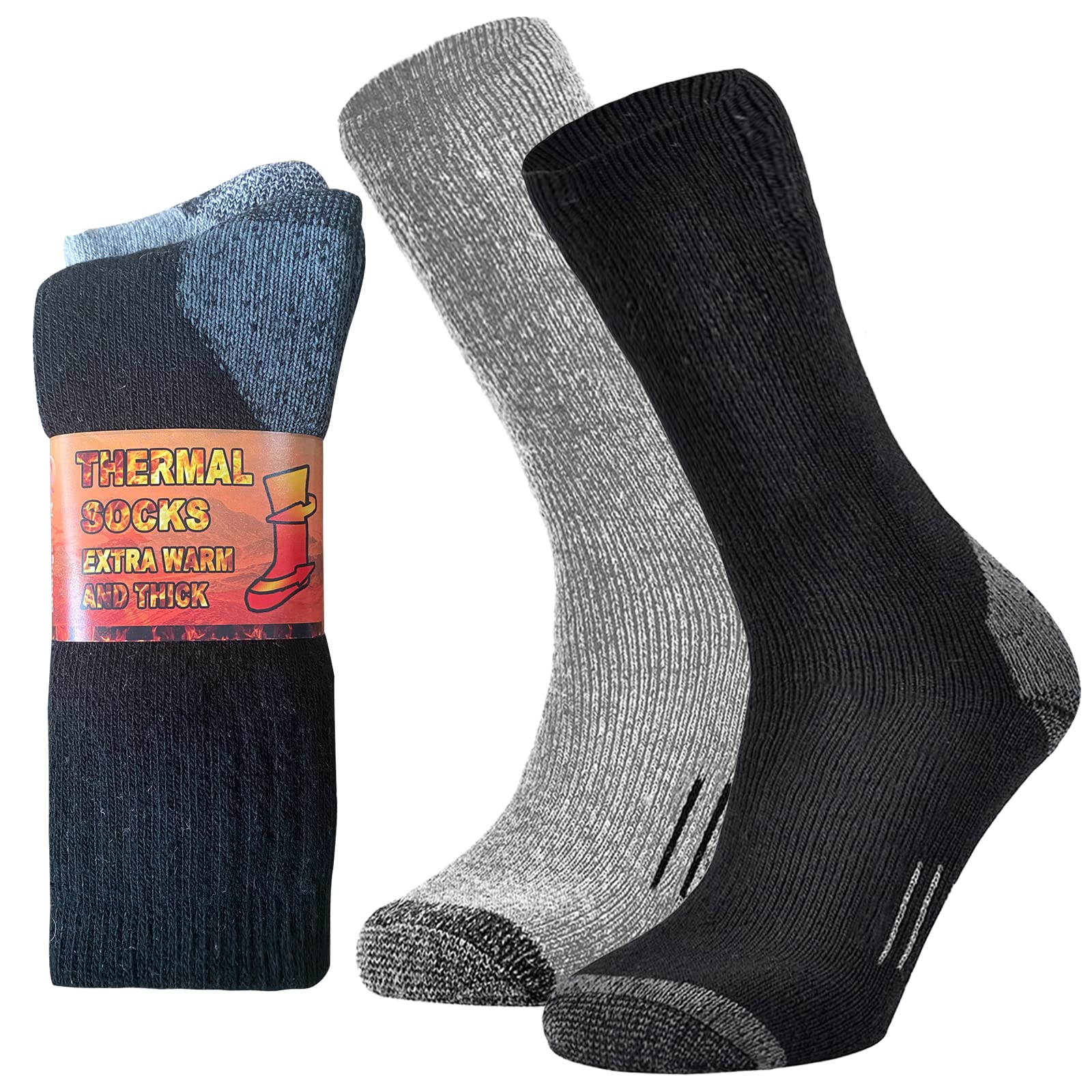 NuanSumm Thermal Socks for Men and Women,Merino Wool Hiking Socks Warm Cushioned Crew Winter Boot Sock