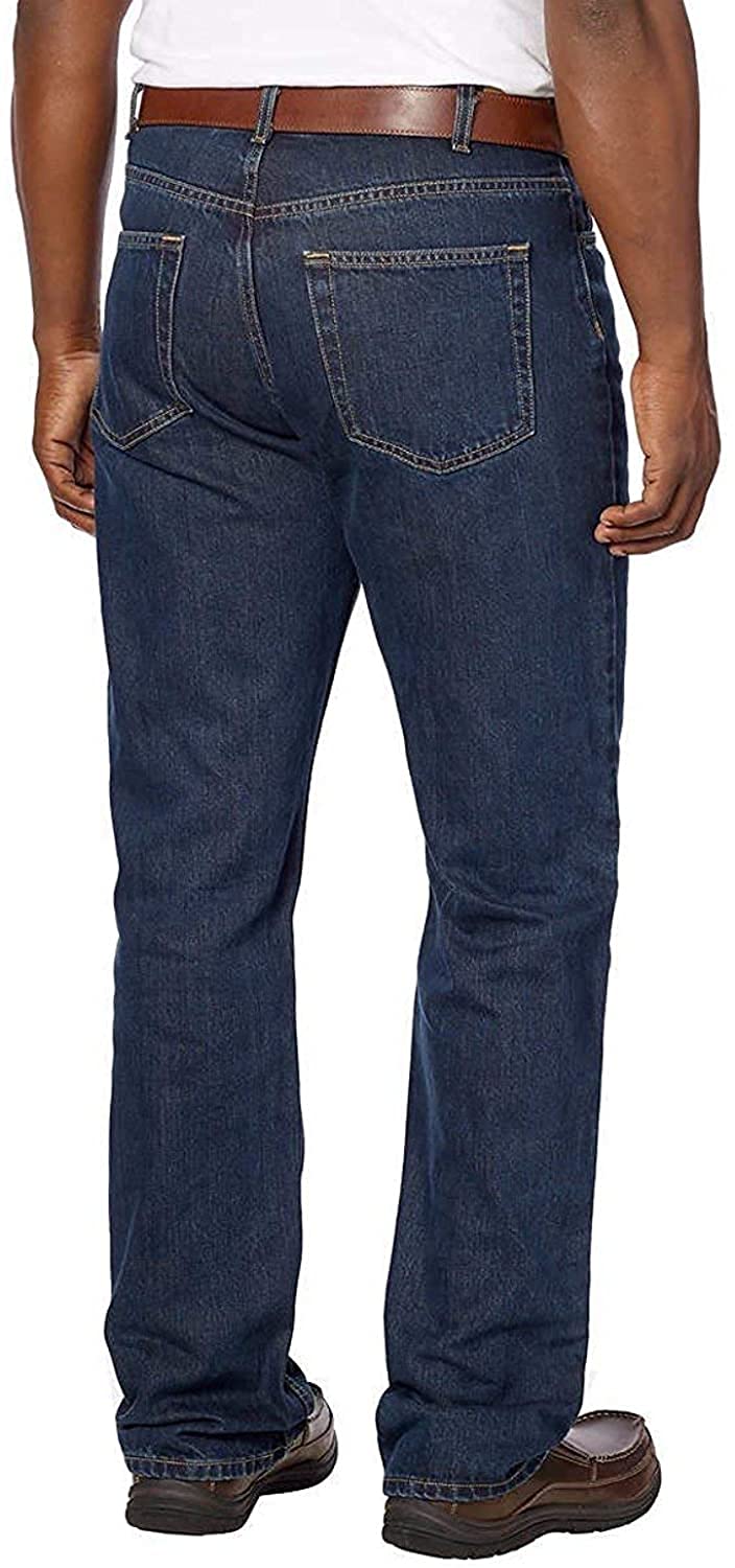 Kirkland Signature Men's 5-Pocket Jeans, Relaxed Fit, 100% Cotton, Double-Seam Stitching, Dark Blue (38x30)