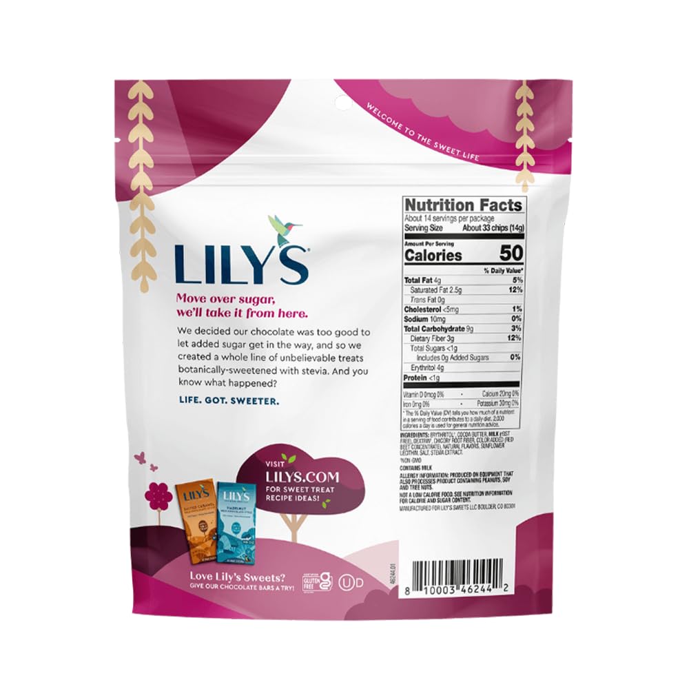 LILY’S Raspberry Flavor And White Chocolate Style Baking Chips - 1 Pack - Gluten Free No Sugar Added - 7 0z