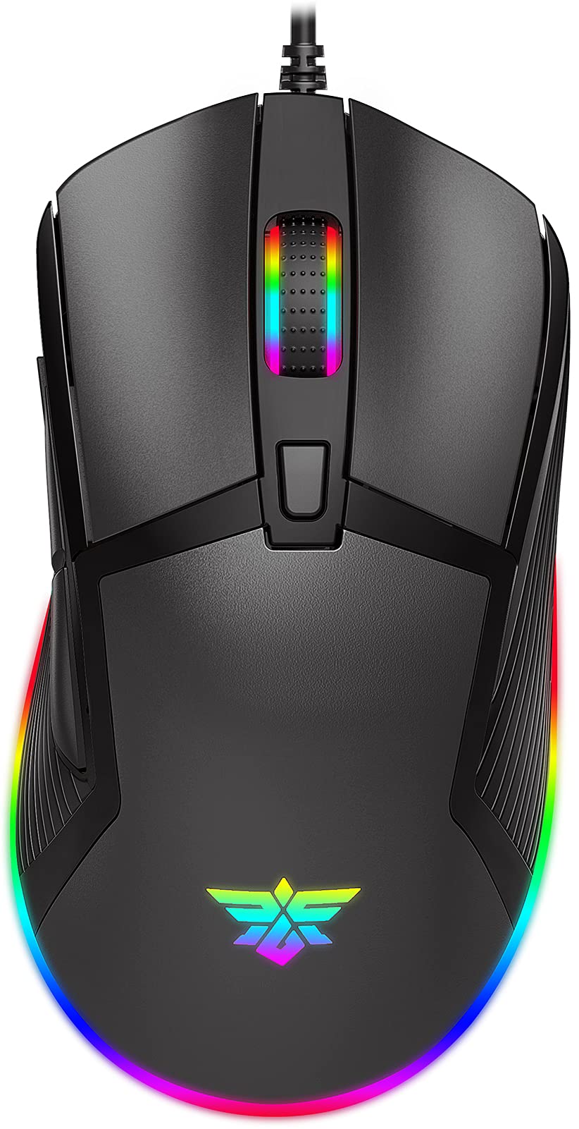 NPET M61 Gaming Mouse, 7200 DPI Optical Sensor, Chroma RGB Lighting, 7 Programmable Buttons, Anti-Slip Side Grips, Wired Mouse for FPS, MOBA, MMO