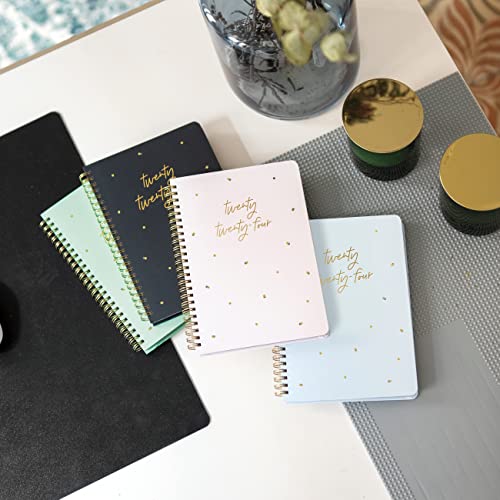 Letts Celebrate Weekly/Monthly Planner, 12 Months, January to December, 2024, Gold Twin-Wire Binding, A5 Size, 8.25" x 5.875", Multilingual, Mint (C082187-24)