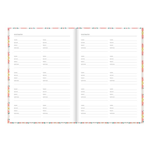 Letts of London Morocco Academic Weekly/Monthly Planner, August 2023 to July 2024, Week-to-View, Sewn Binding, Multilingual, A5 Size, 8.25" x 5.875", Coral (C031812-24)