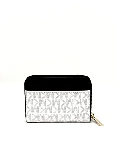 Michael Kors Jet Set Travel Logo Medium Zip Around Card Case (Bright White /Black)