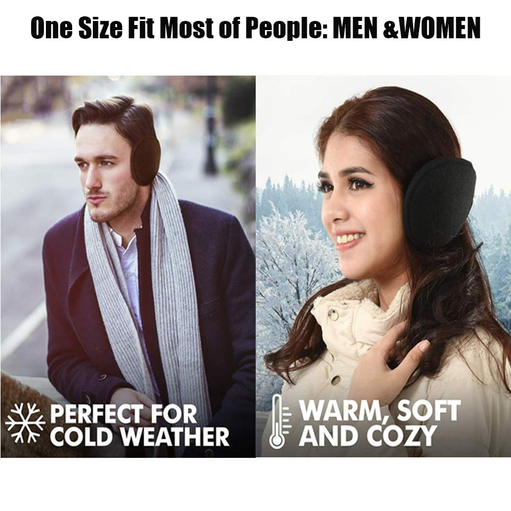 LISM Ear Muffs Winter Women,Upgraded Big Ear Muffs for Winter Men - Plush Ear Warmer Behind head for Outdoor,Black,Large