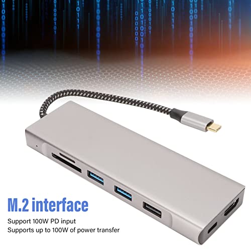 USB C Hub, Compact Portable USB C Docking Station 8 in 1 Aluminum Alloy 5Gbps Transfer for Business