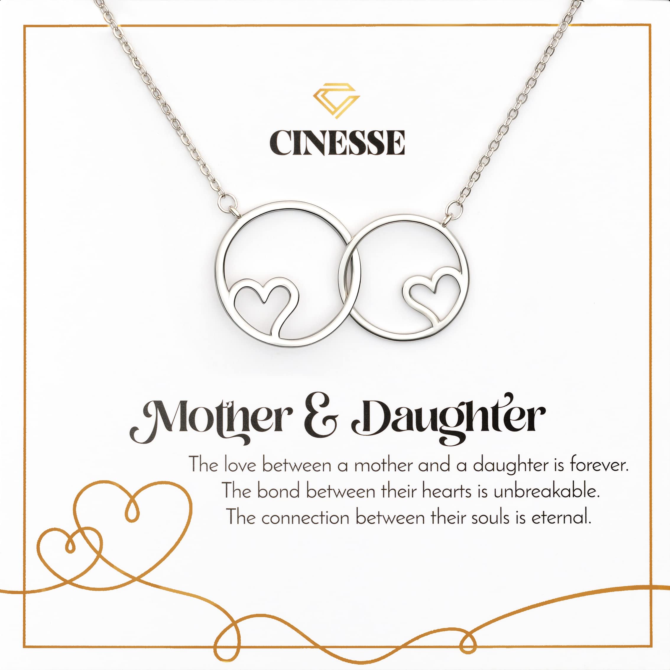 Realnique Interlocking Hearts Necklace Thoughtful gift for Mom, Daughter, Grandmother, Step Mom, Partner, Best Friends, Two Hearts As One Necklace