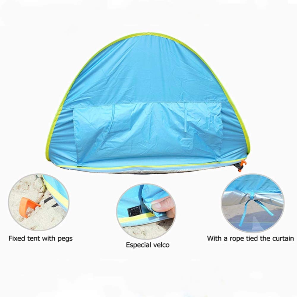 KOXUIUF Baby Beach Tent with Built-in Pool Ultralight Automatic Pop Up Tent UPF 50+ Beach Shade UV Protection Sun Shelters with Carry Bag.