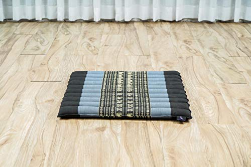 Leewadee Meditation Cushion Set β 1 Small Zafu Yoga Pillow and 1 Small Roll-Up Zabuton Mat Filled with Kapok, Blue
