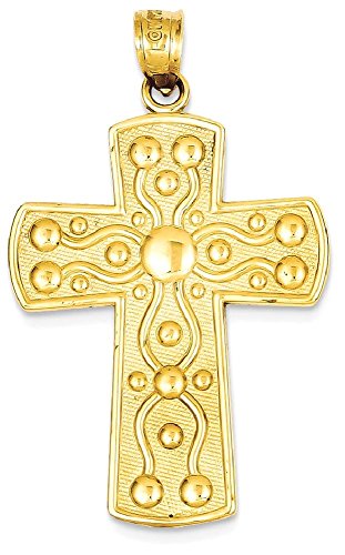 IceCarats 14K Yellow Gold Holy Cross Necklace Religious Pendant Jesus Christ Charm Serenity Prayer Back Only